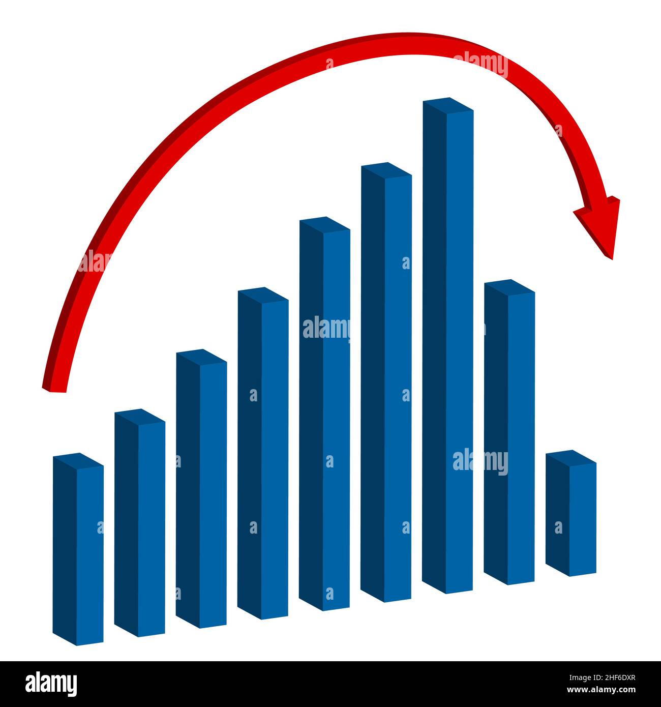 Graph with decrease report. Diagram with recession and bankruptcy progress. Business and finance ...