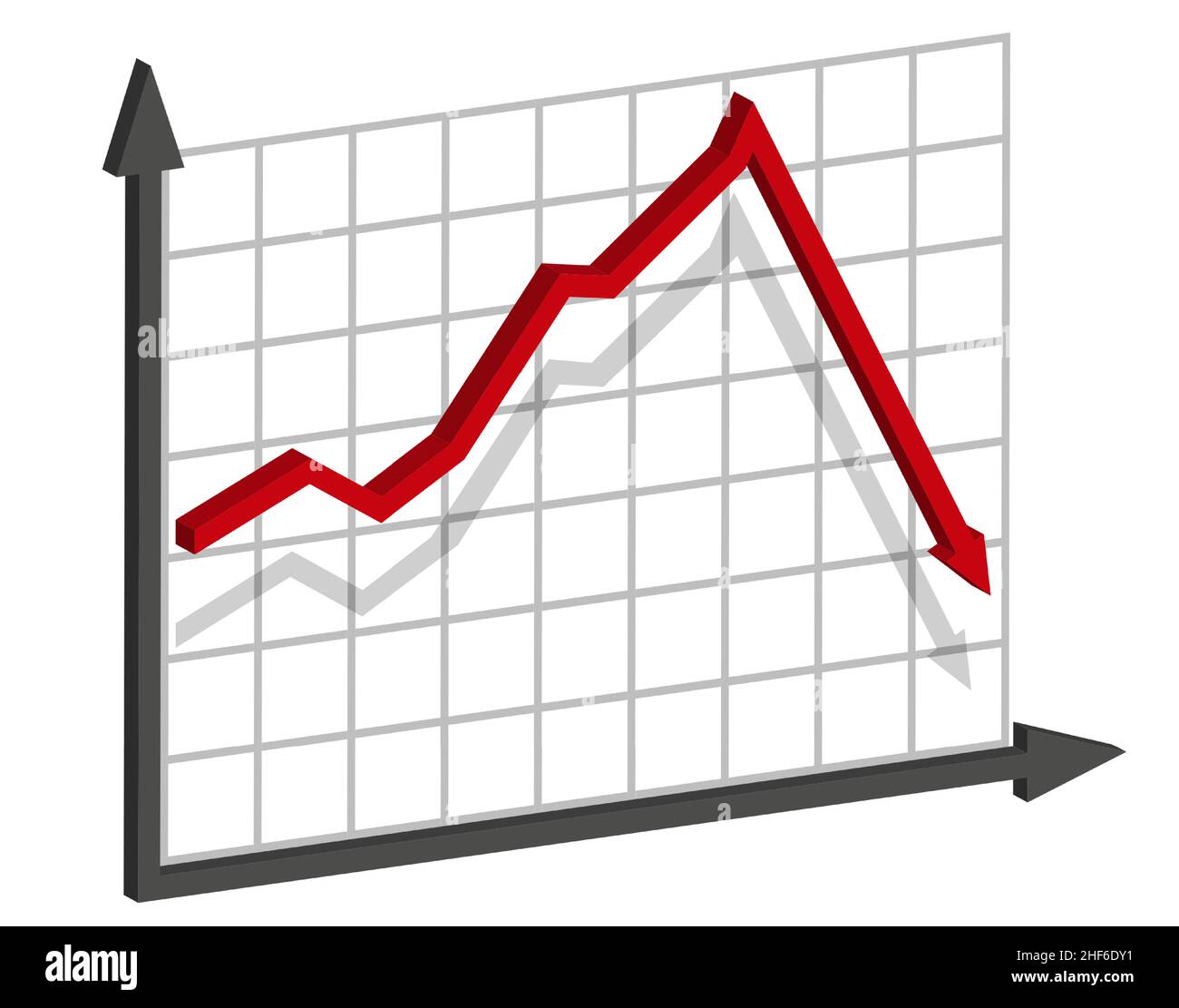 3d graph with decrease report. Diagram with recession and bankruptcy progress. Business and ...