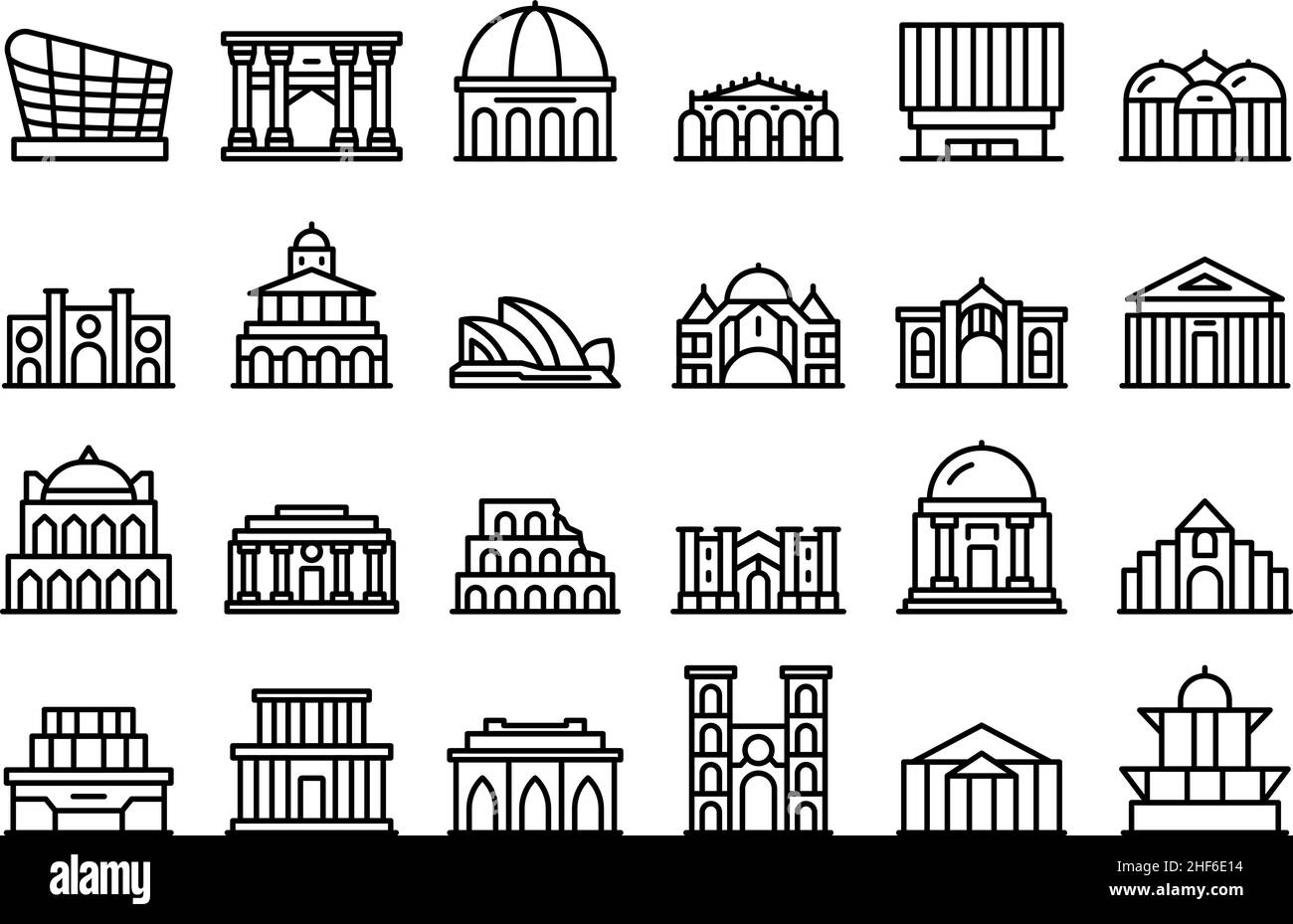Opera house icons set outline vector. Architecture building. Historic ...