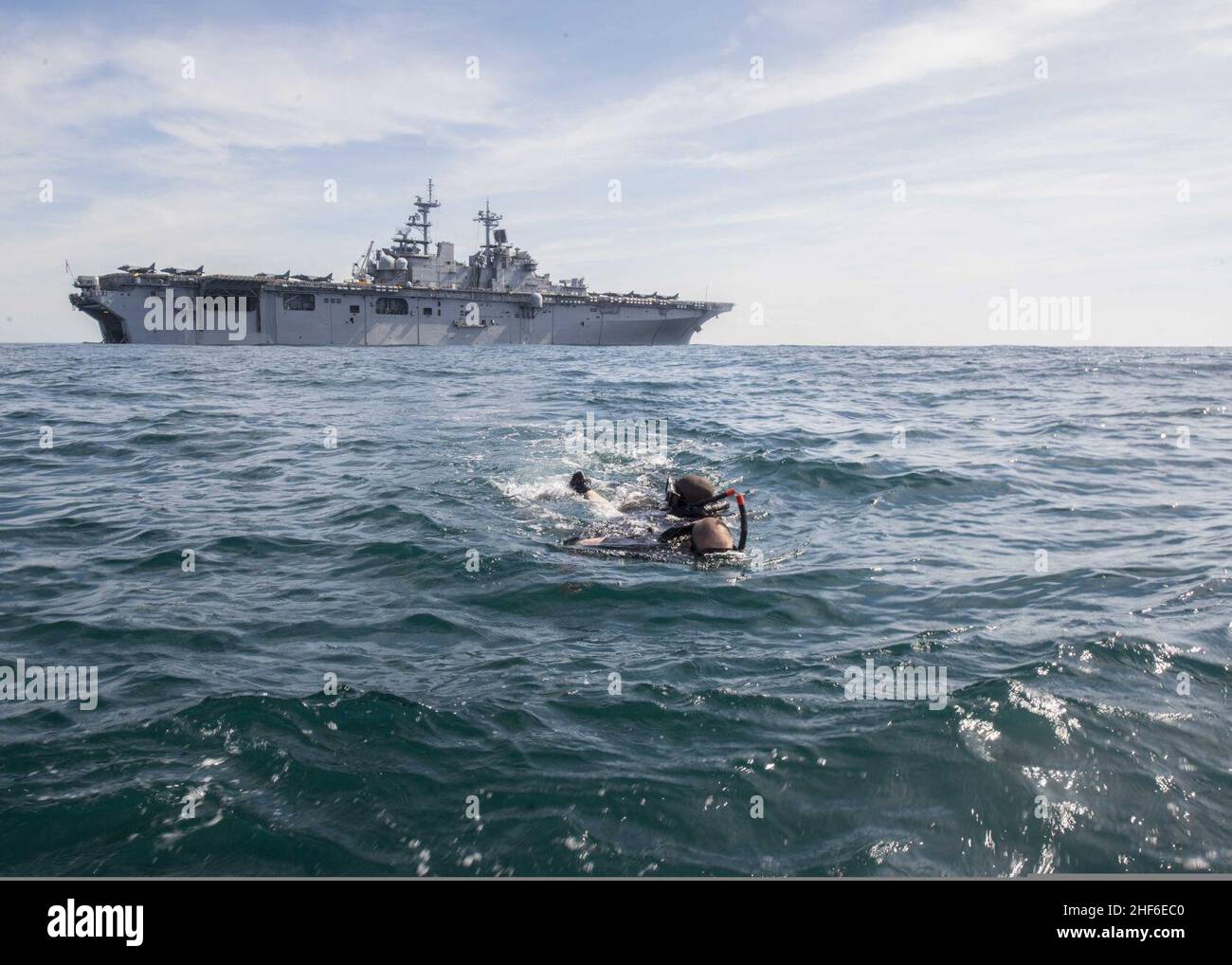 Search and rescue (SAR) swimmers assigned to the amphibious assault ...
