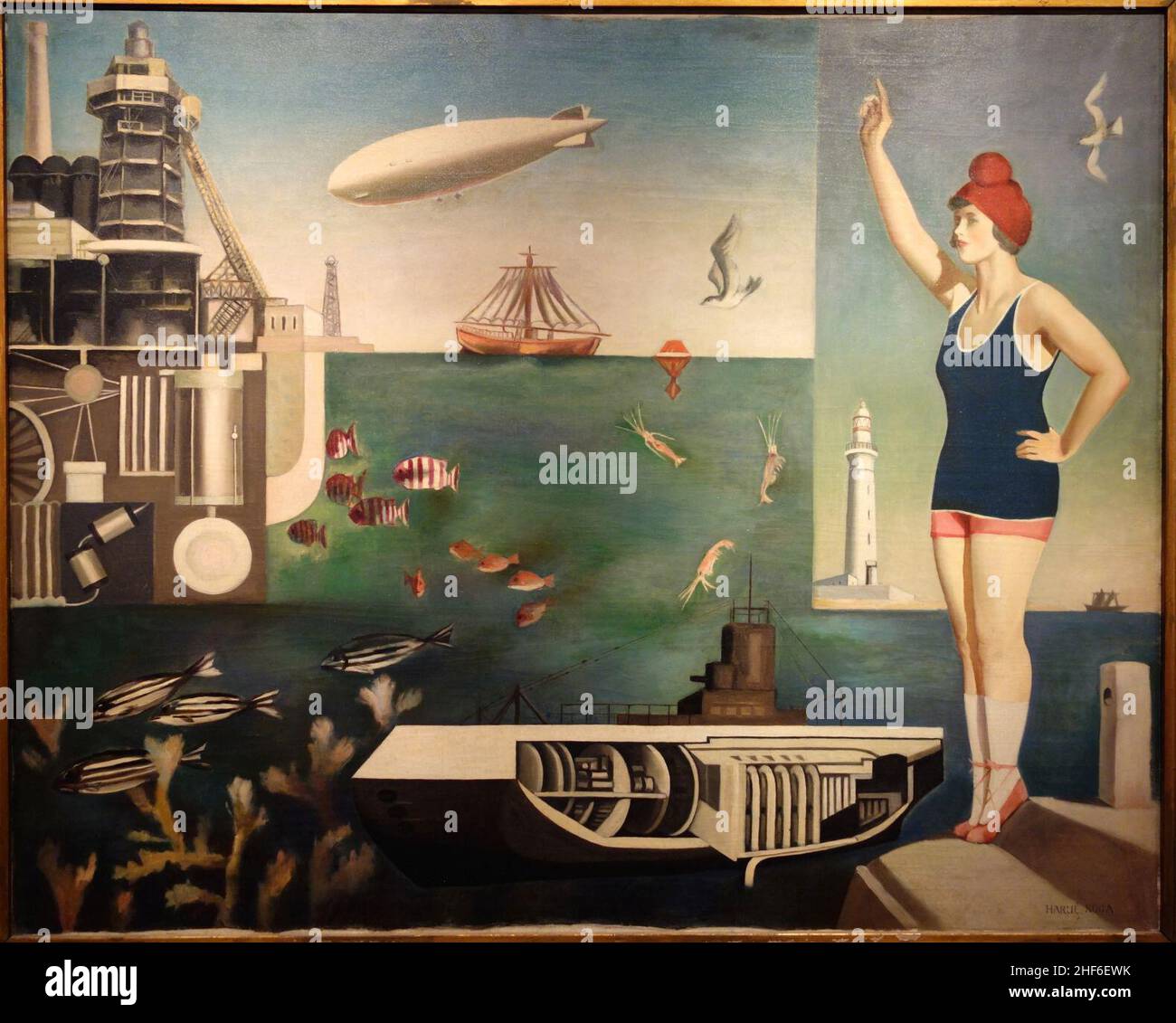 Sea by Harue Koga, 1929, oil on canvas Stock Photo - Alamy