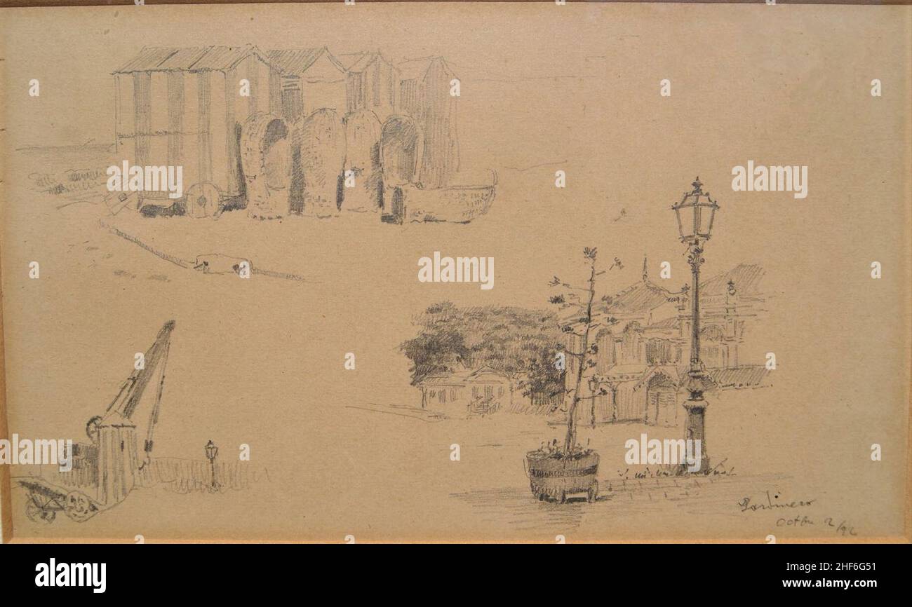 Sardinero, pencil, drawing by Mariano Pedrero, Oct. 2nd 1892 Stock ...