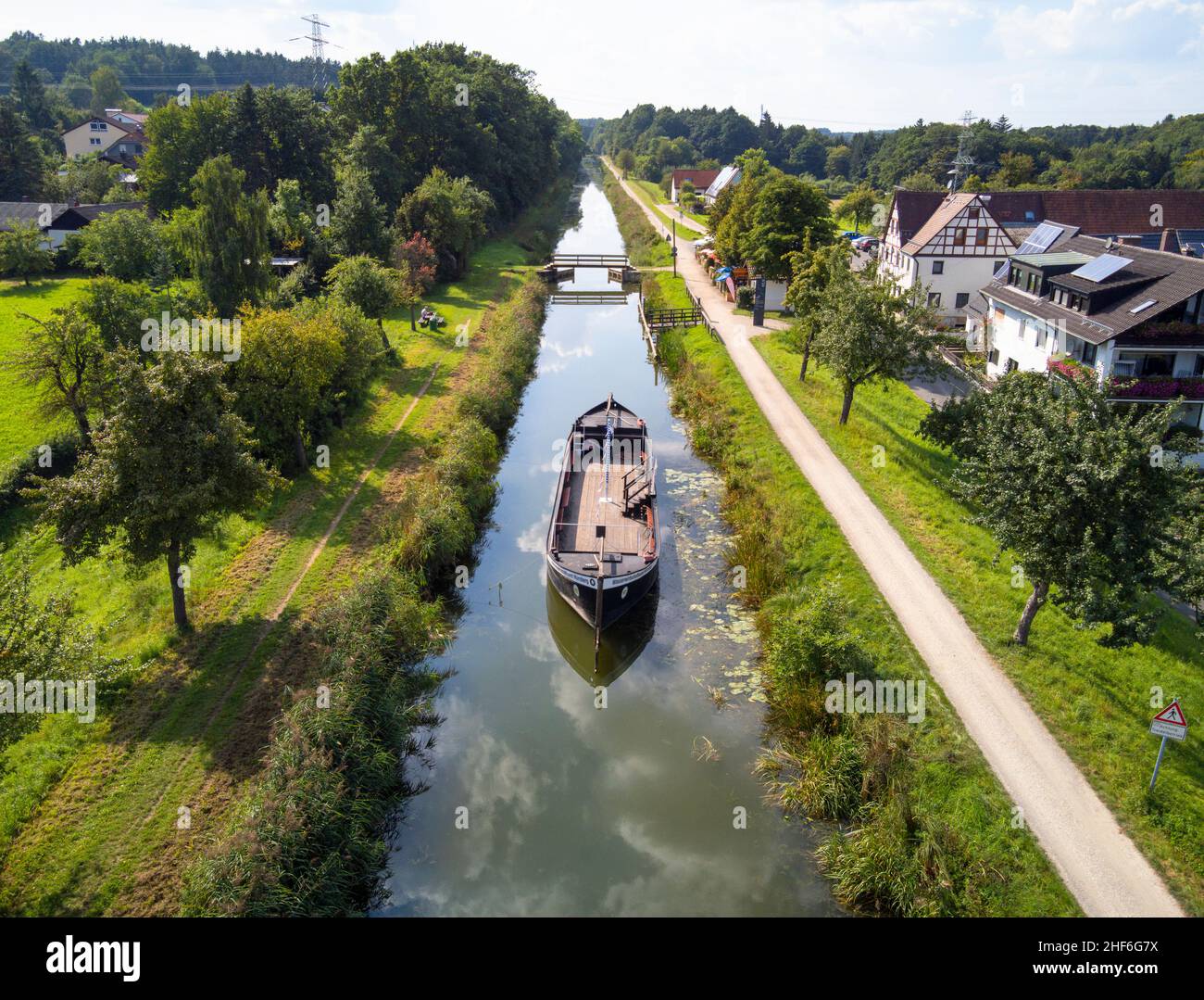 Ship on the König-Ludwig-Canal, waterway in Bavaria Stock Photo - Alamy