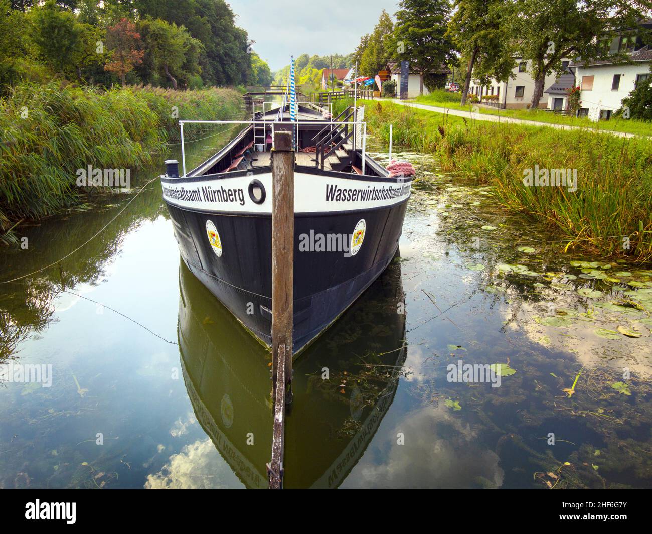 Ship on the König-Ludwig-Canal, waterway in Bavaria Stock Photo - Alamy