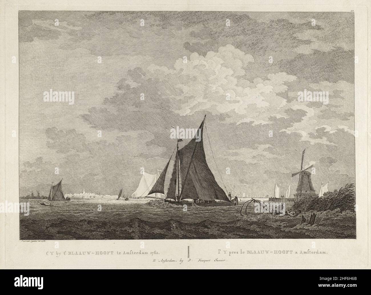 Schepen op het IJ bij het Blauwhoofd in Amsterdam, 1762 Stock Photo - Alamy