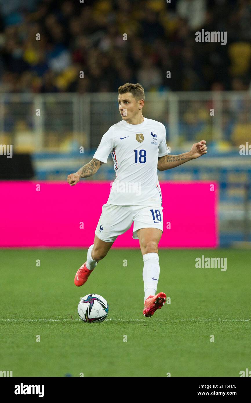 Ukraine, Kyiv - 04 September 2021. Lucas Digne (France) during the ...