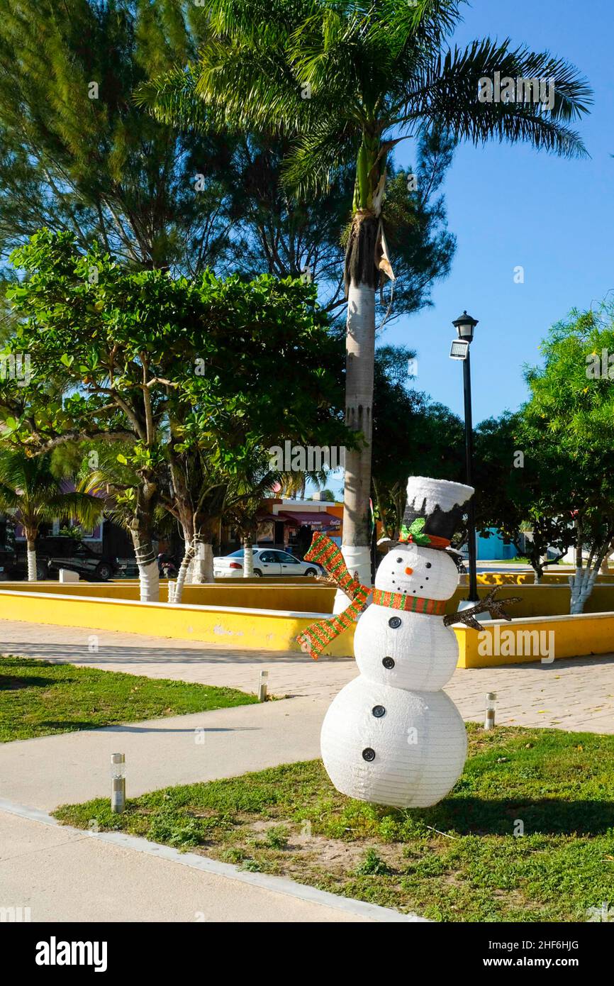 Christmas decorations in the town of Sisal Yucatan Mexico Stock Photo ...