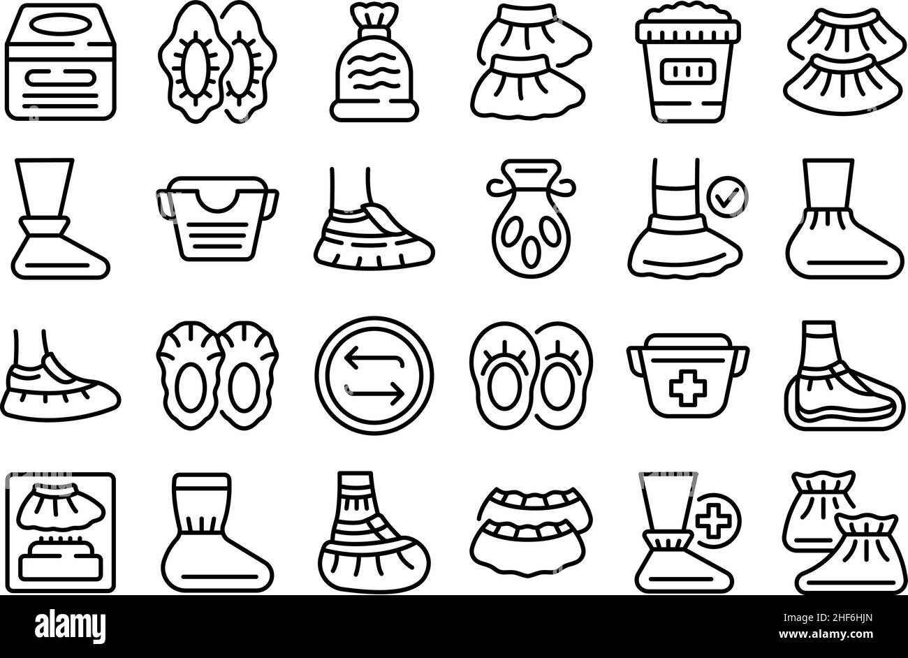 Shoe covers icons set outline vector. Hospital protection. Medical ...