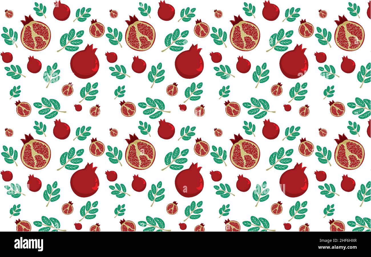 Vector seamless pattern with pomegranates. Decorative patterns of ...