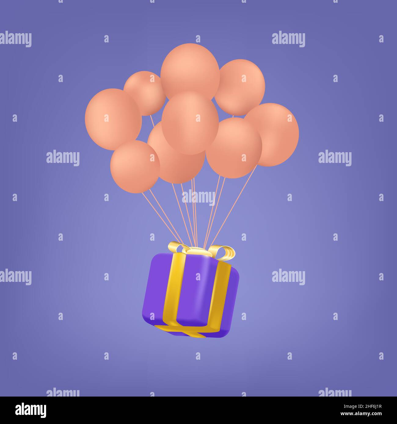 Gift box with colorful balloons air floating vector illustration Stock ...