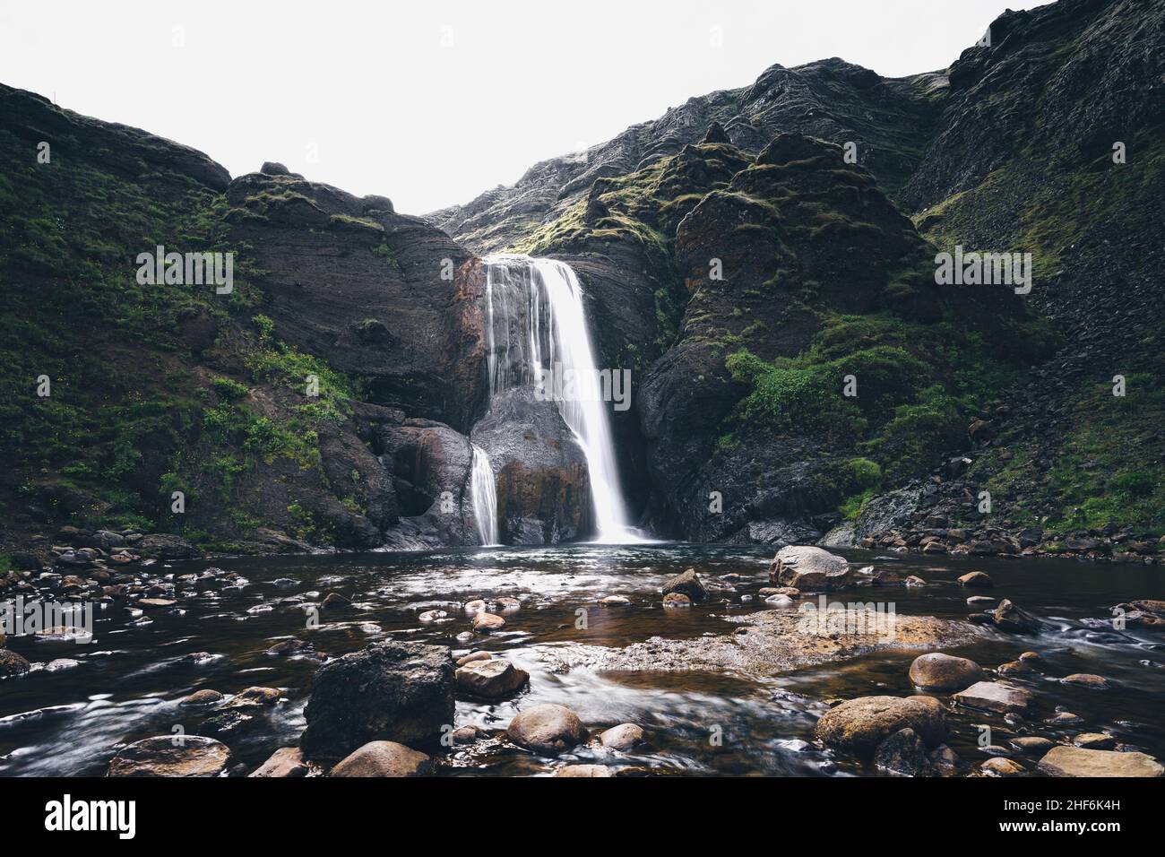 Waterfall, Helgufoss, Iceland Stock Photo - Alamy