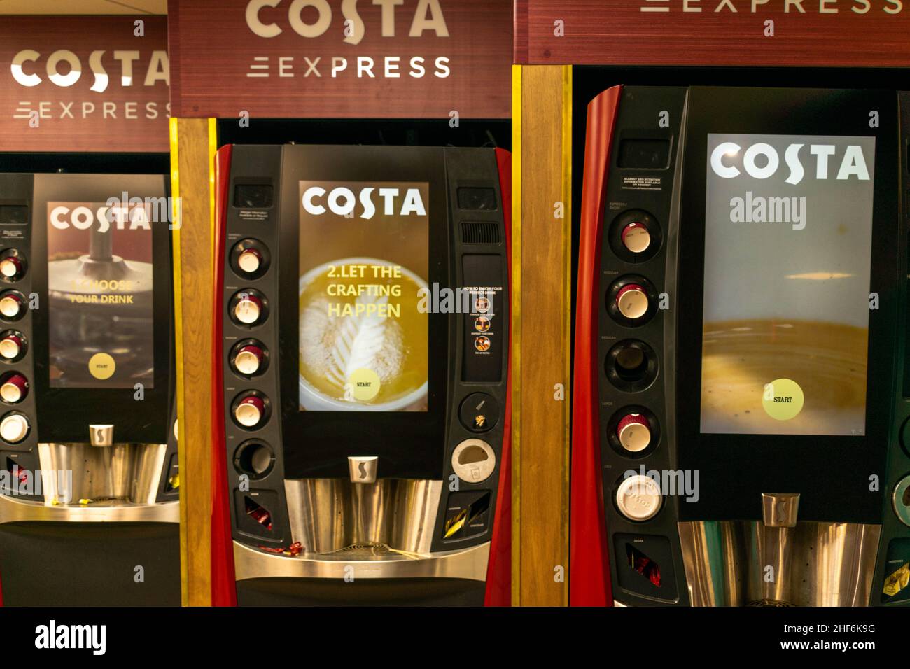 Durham, UK - 23rd August 2019: Costa Coffee Express coffee machine at a ...