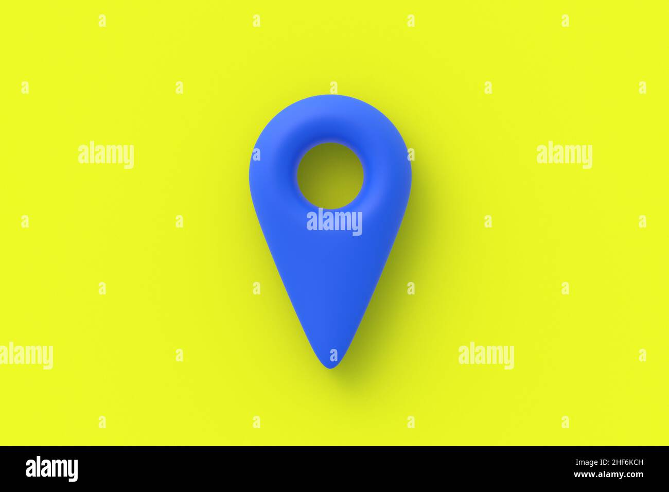 Blue map pointer icon on yellow background. Gps marker. Geographical ...