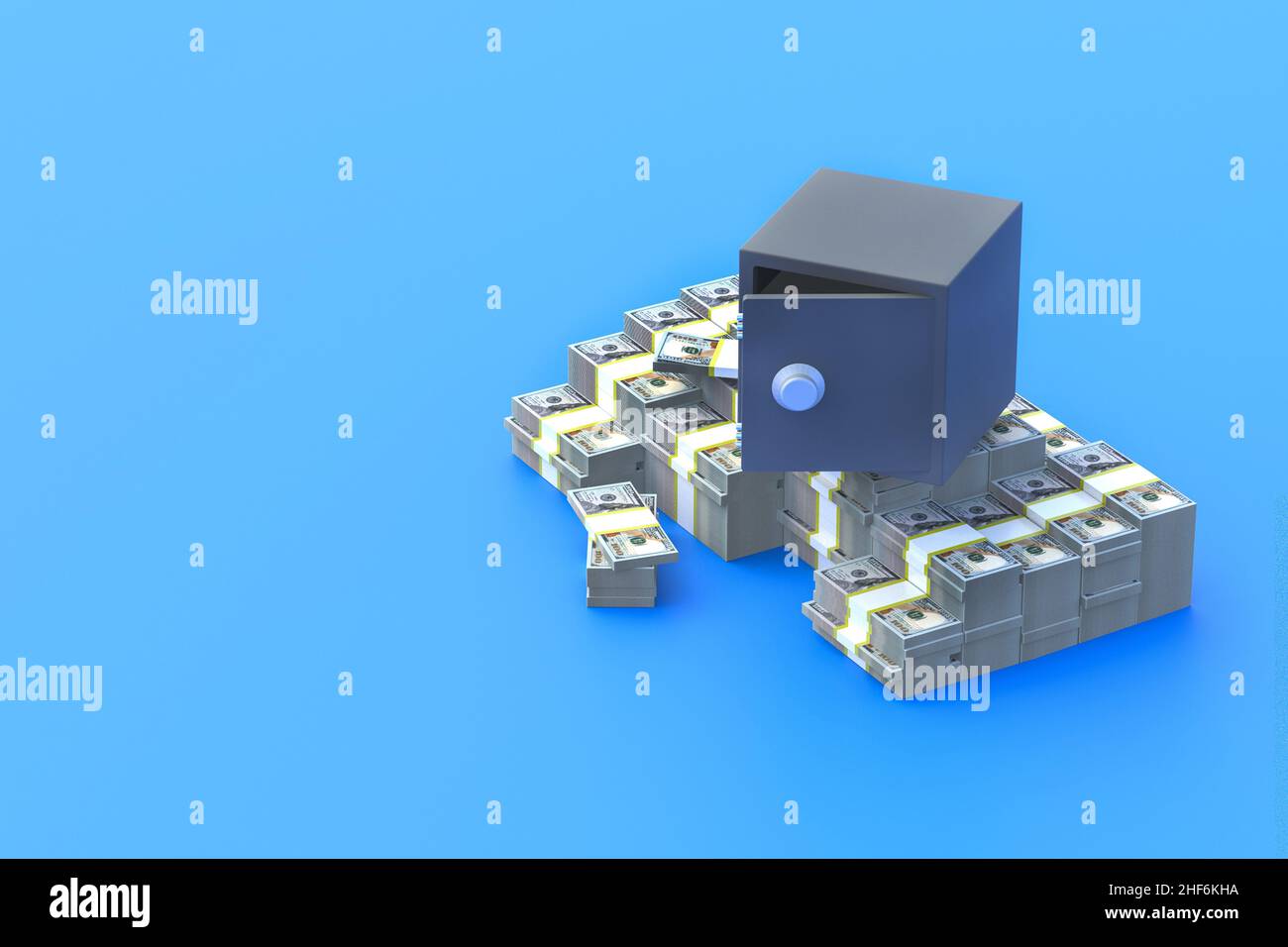 Stack of money banknotes near safe. Business concept. Financial ...