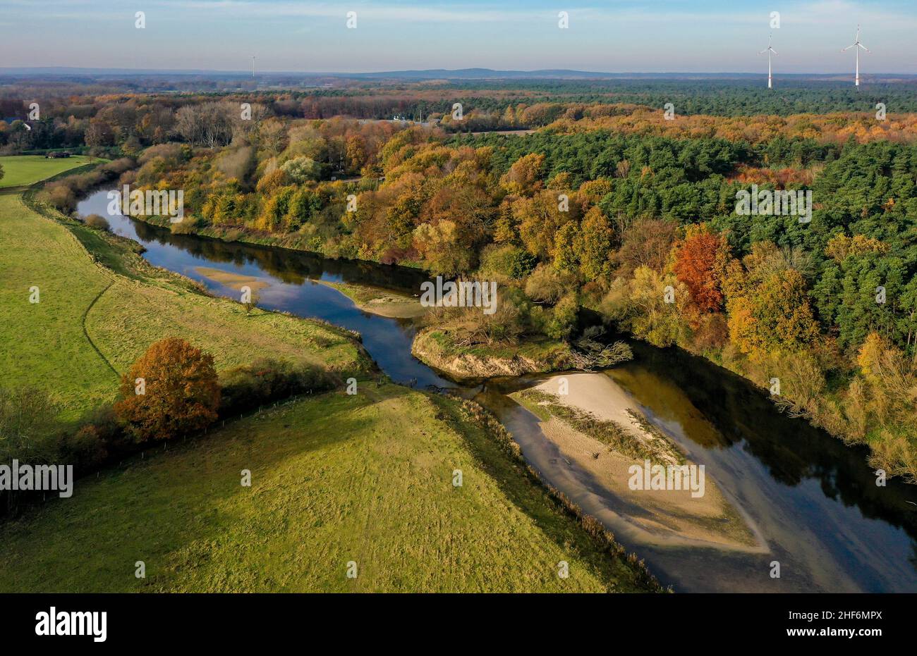 Datteln, North Rhine-Westphalia, Germany, Lippe, river and floodplain ...