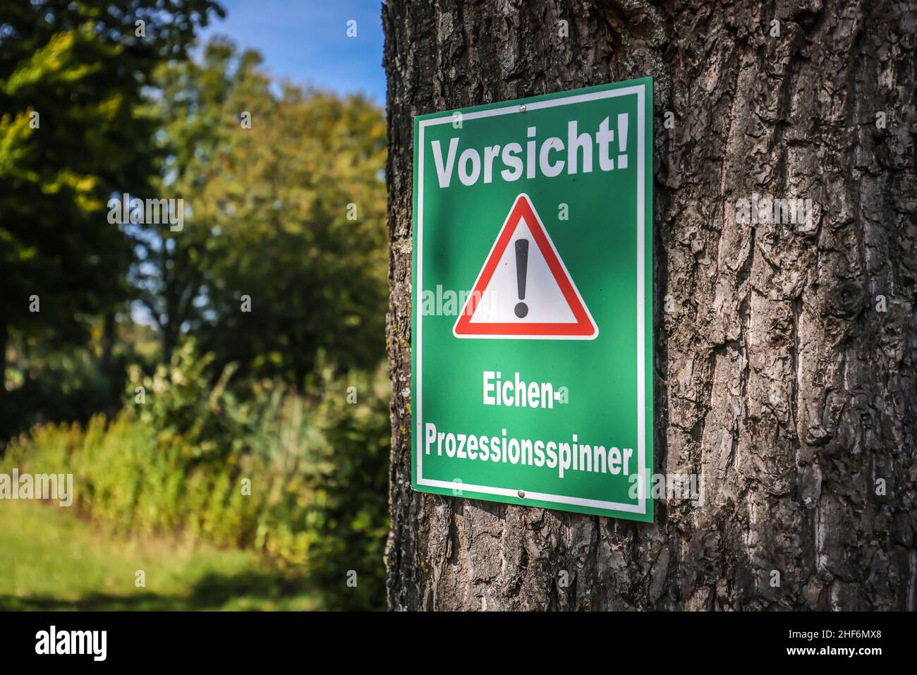 Oak processionary moth warning sign hi-res stock photography and images ...