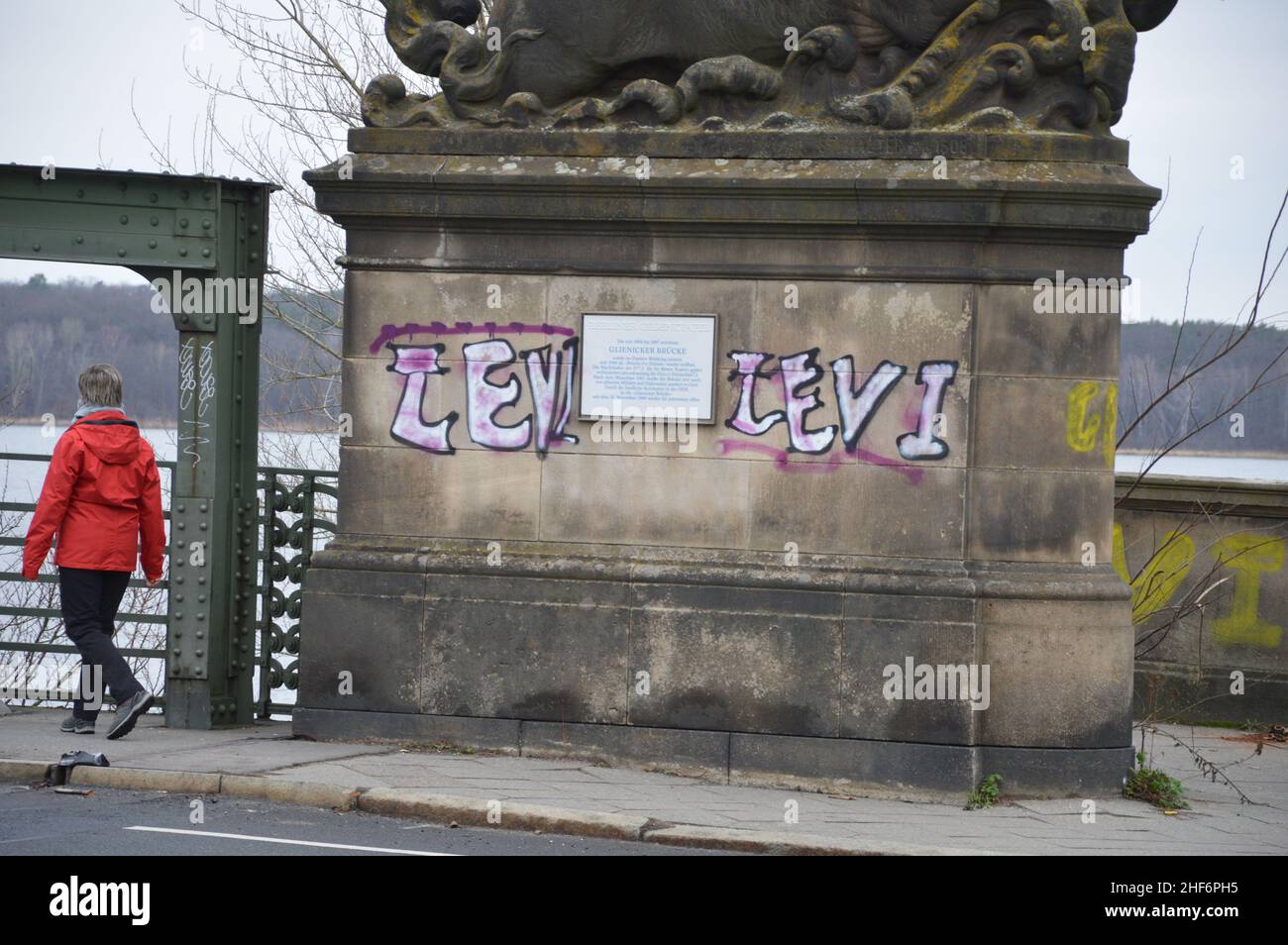 Levi graffiti, The Glienicke Bridge, Wannsee, Berlin, Germany - January ...