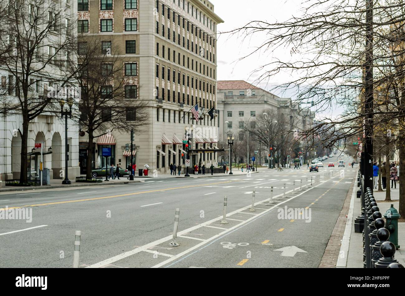 Empty Avenue in Downtown Washington DC, USA. Urban Street Photography ...