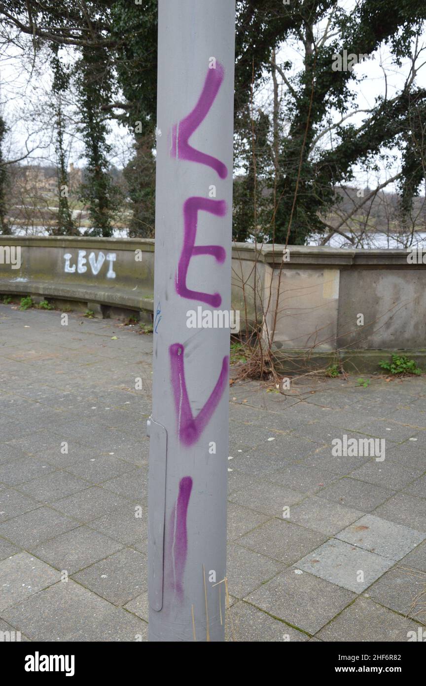 Levi graffiti, The Glienicke Bridge, Wannsee, Berlin, Germany - January ...