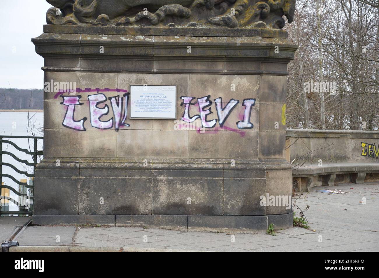 Levi graffiti, The Glienicke Bridge, Wannsee, Berlin, Germany - January ...