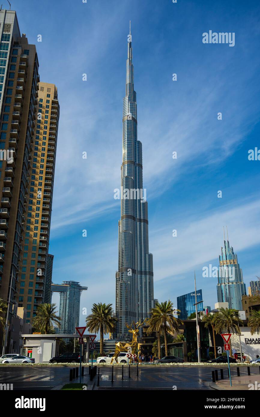 View of the Burj Khalifa - the tallest building in the world - from a ...