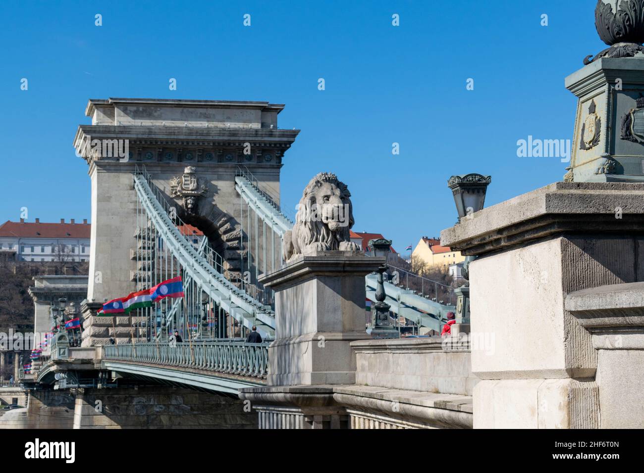 Budapest, Hungary - 12th March 2019: The Széchenyi Chain Bridge is a ...