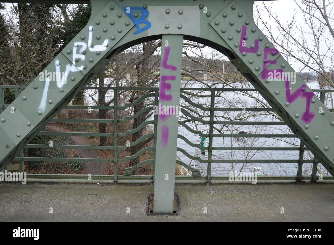 Levi graffiti, The Glienicke Bridge, Wannsee, Berlin, Germany - January ...