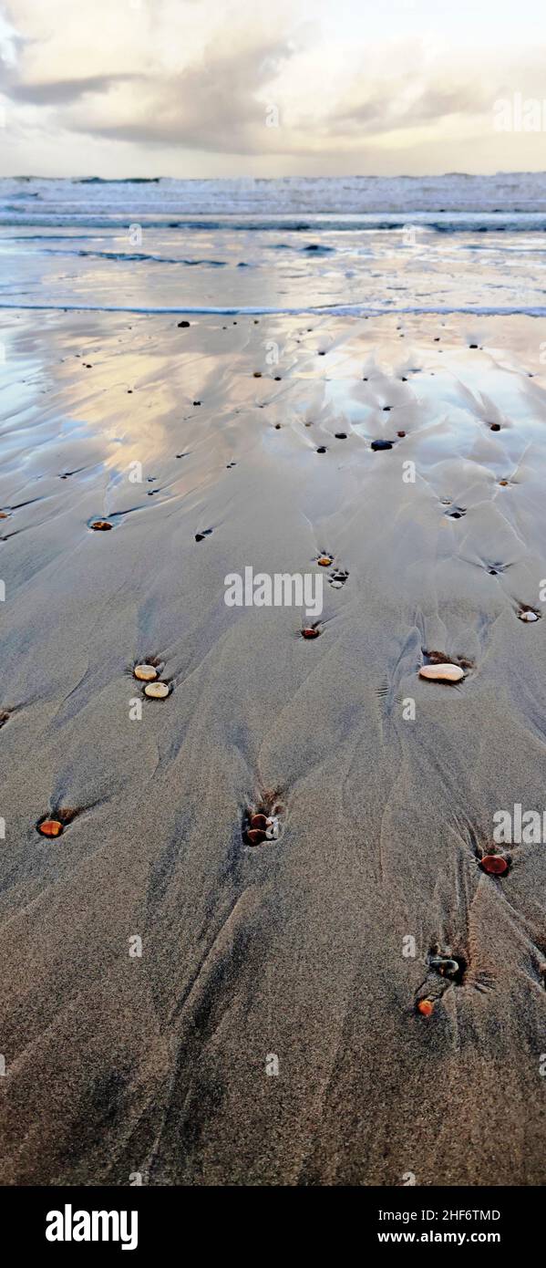 Sandy beach at Plage Le Gurp, France, Atlantic coast, Bordelais Stock ...