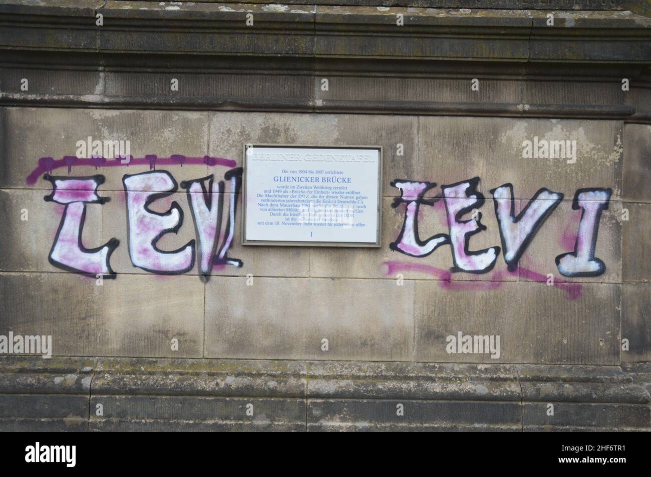Levi graffiti, The Glienicke Bridge, Wannsee, Berlin, Germany - January ...