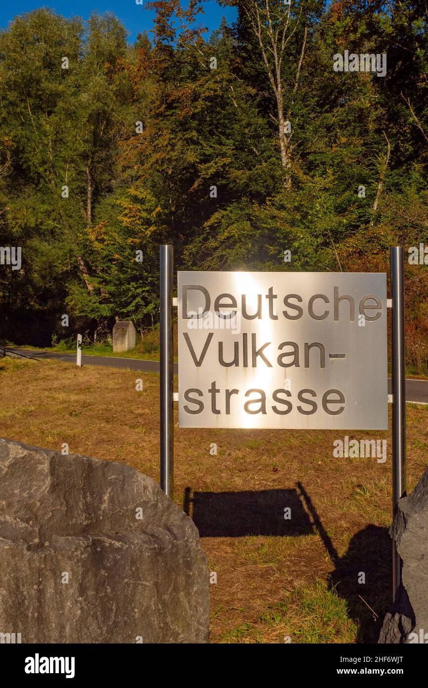 German volcano road near Manderscheid, Vulkaneifel, Eifel, Rhineland ...
