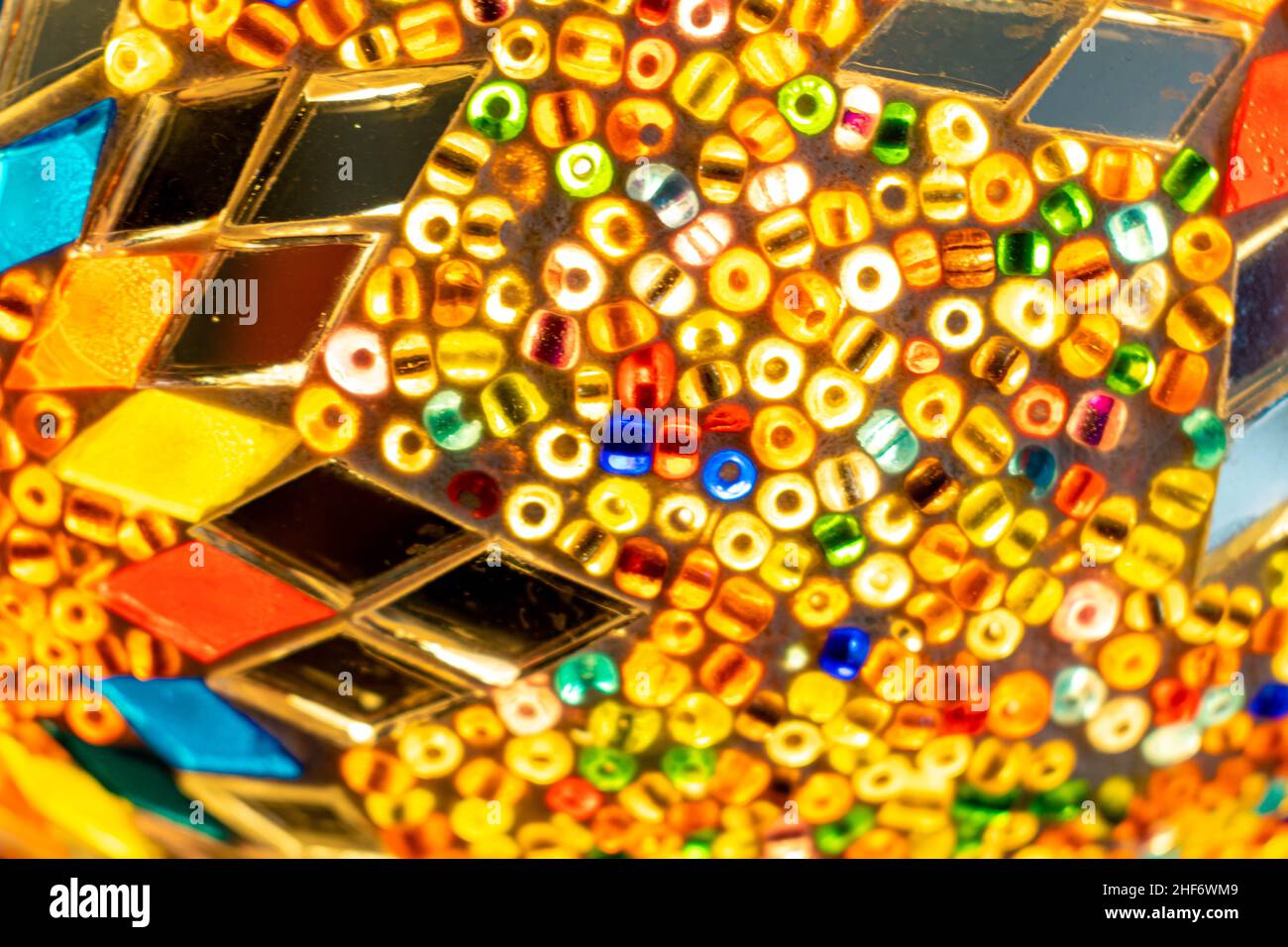 Traditional Turkish-Moroccan stained glass lamp, antique bronze with ...