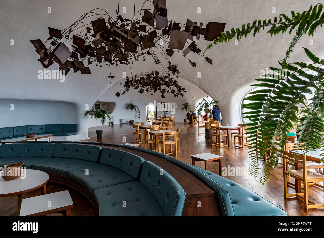 Cafe with panoramic windows and sitting areas, Mirador del Rio ...