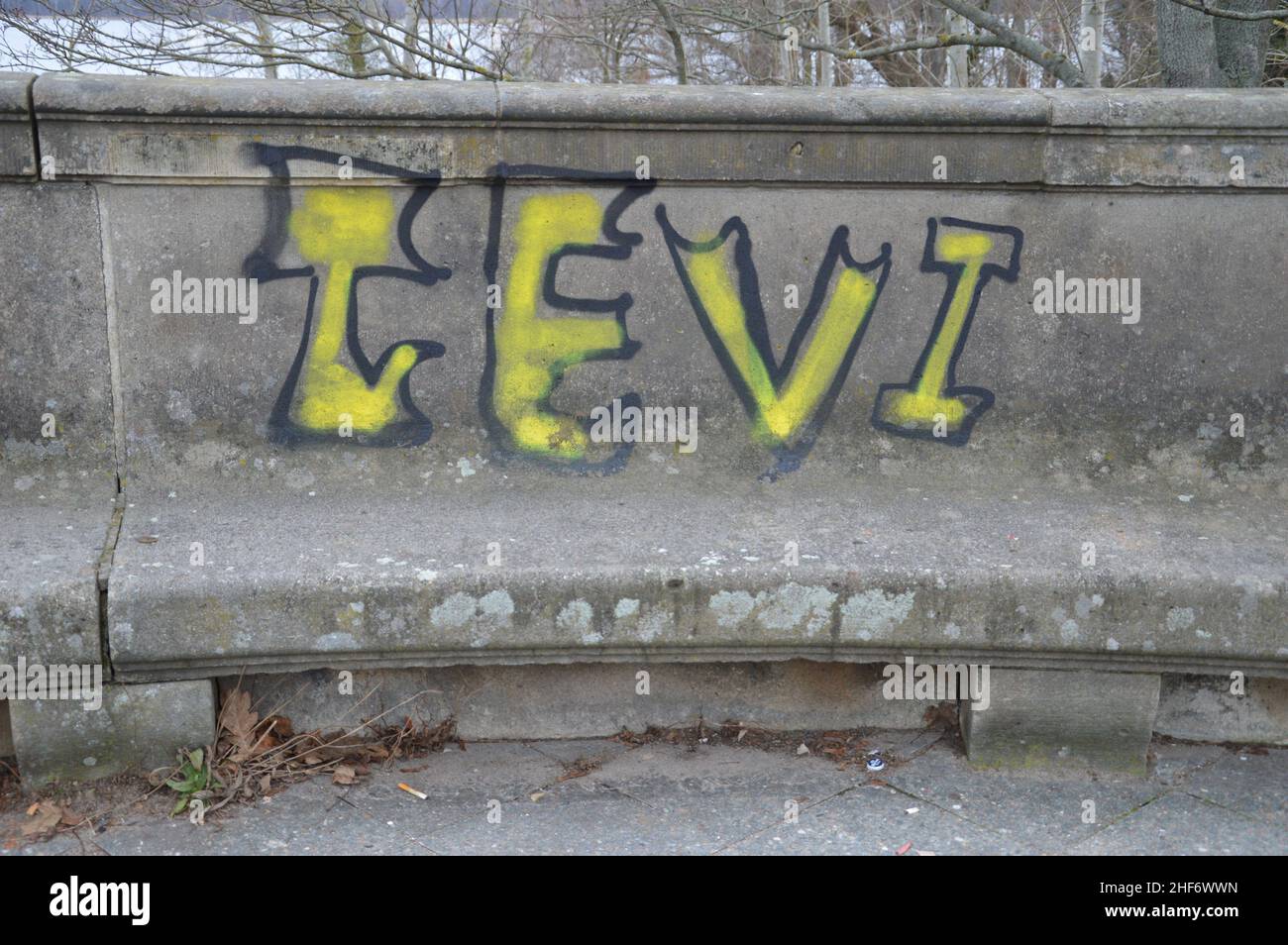 Levi graffiti, The Glienicke Bridge, Wannsee, Berlin, Germany - January ...