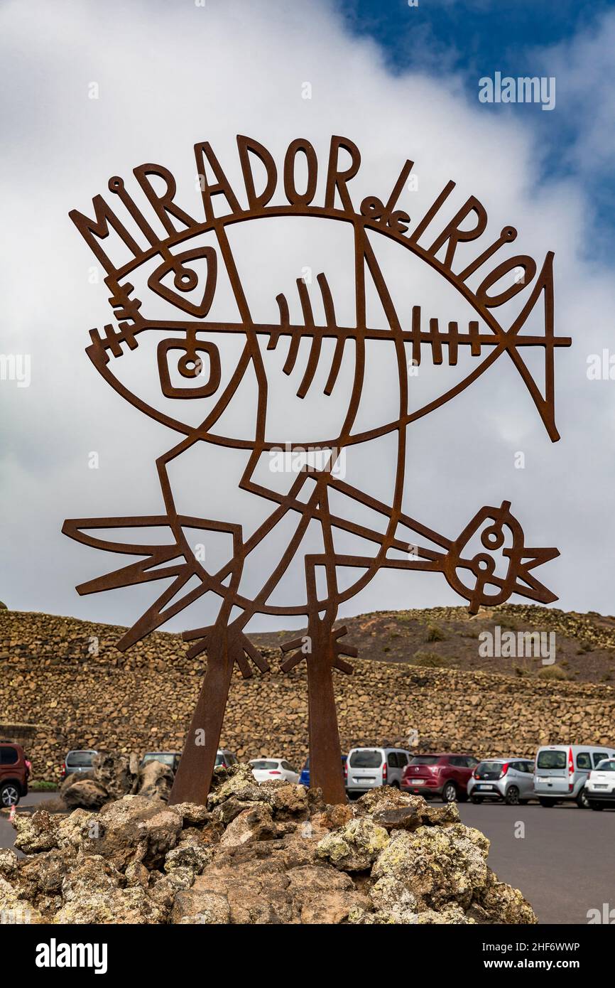 Metal sculpture, Mirador del Rio, designed by César Manrique, Spanish ...