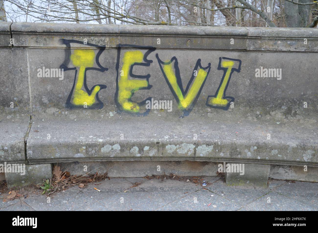 Levi graffiti, The Glienicke Bridge, Wannsee, Berlin, Germany - January ...