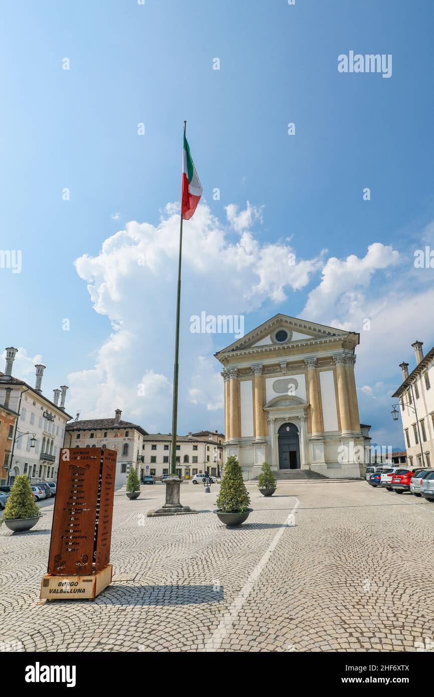 italy, Veneto, province of Belluno, the historic center of Mel, a town ...