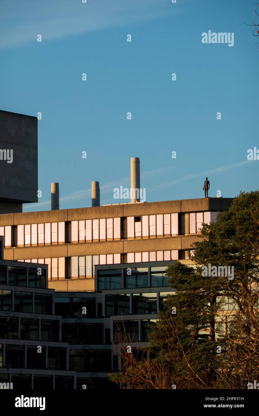 Gormley sculpture UEA roof Stock Photo - Alamy