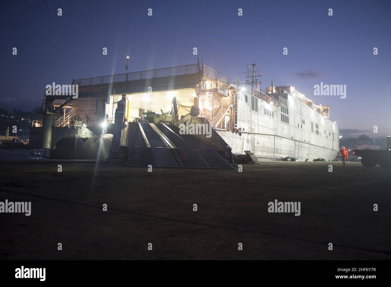 Seabees offload equipment in Solomon Islands 150710 Stock Photo - Alamy