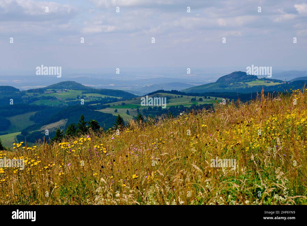 The Wasserkuppe, the highest mountain in the Rhön in autumn, Rhön ...