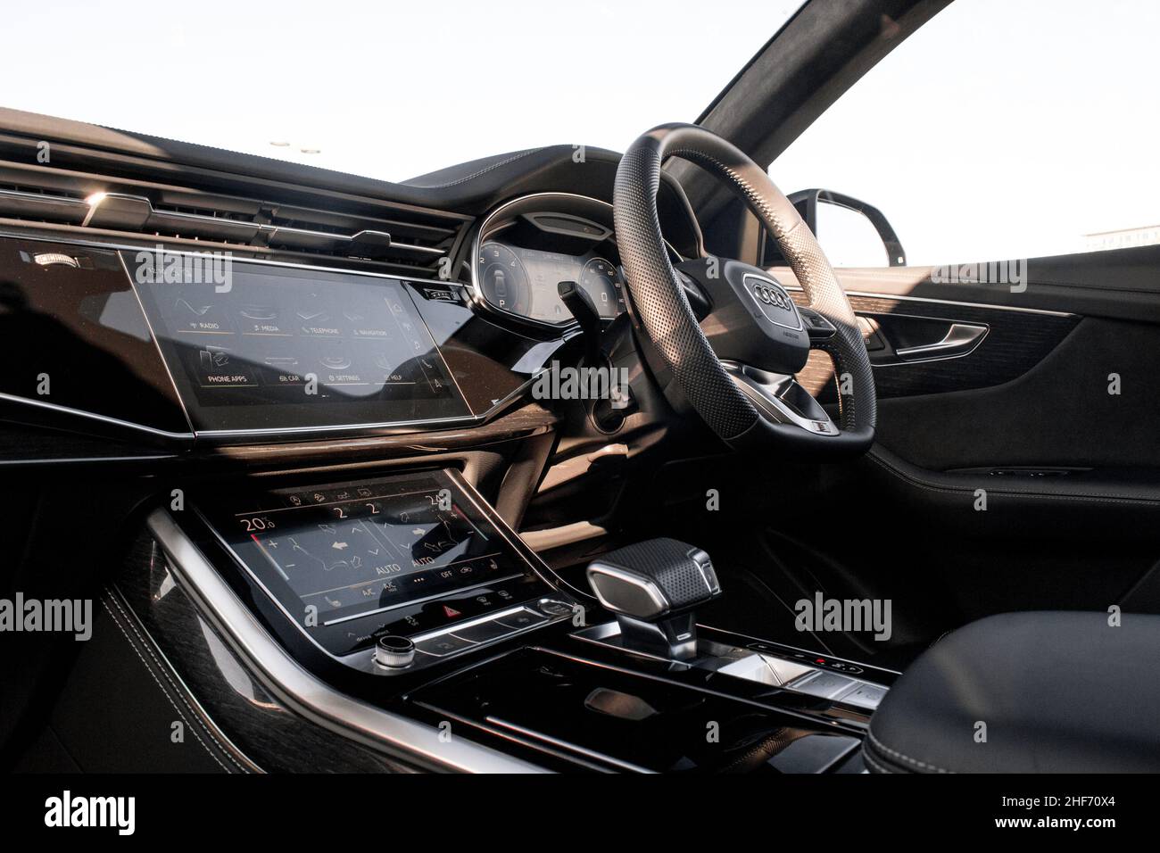 A 2019 Audi Q8 With Black Leather Multi Function Steering Wheel With ...