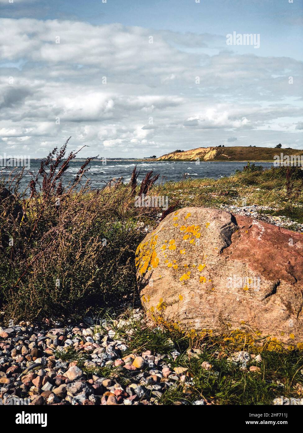 Steep coast, sea, beach, Helnaes, Fyn, Funen, landscape, West Funen ...