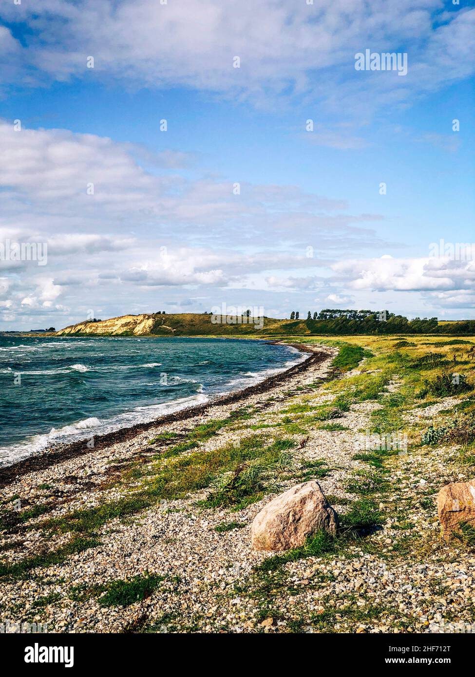Steep coast, sea, beach, Helnaes, Fyn, Funen, landscape, West Funen ...