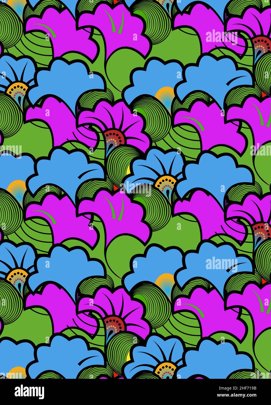 African Wax Print fabric, Ethnic overlap ornament background design ...