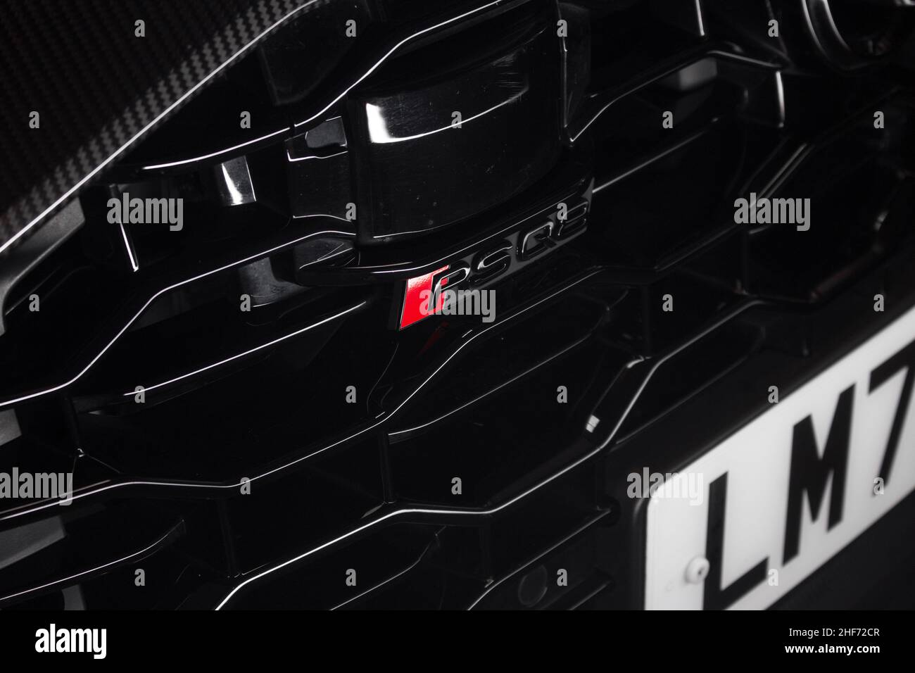 The RSQ8 Model Designation Badge On The Gloss Black Honeycomb Front ...