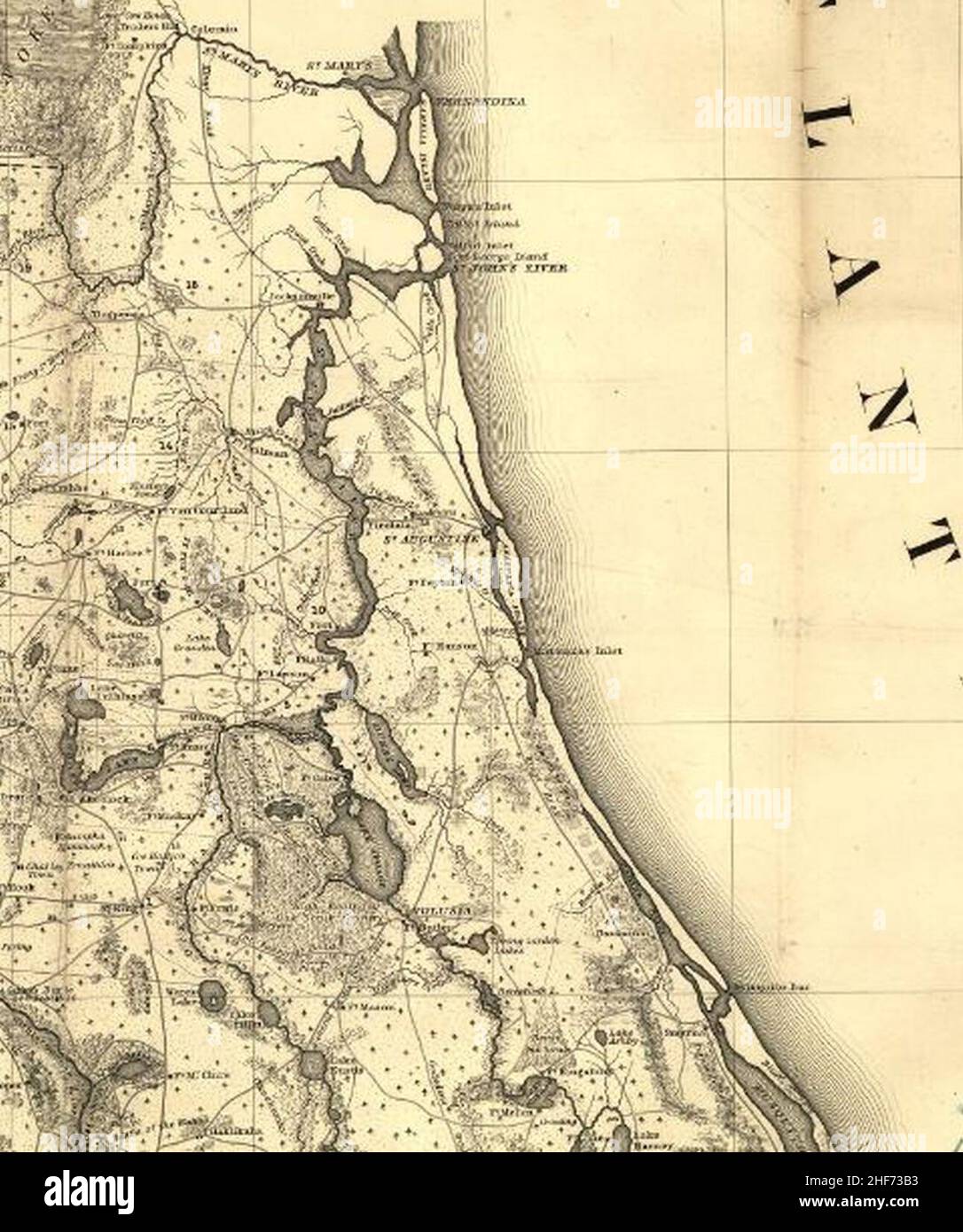 Section of 1839 Army Corps of Engineers Map Showing King's Road Stock ...