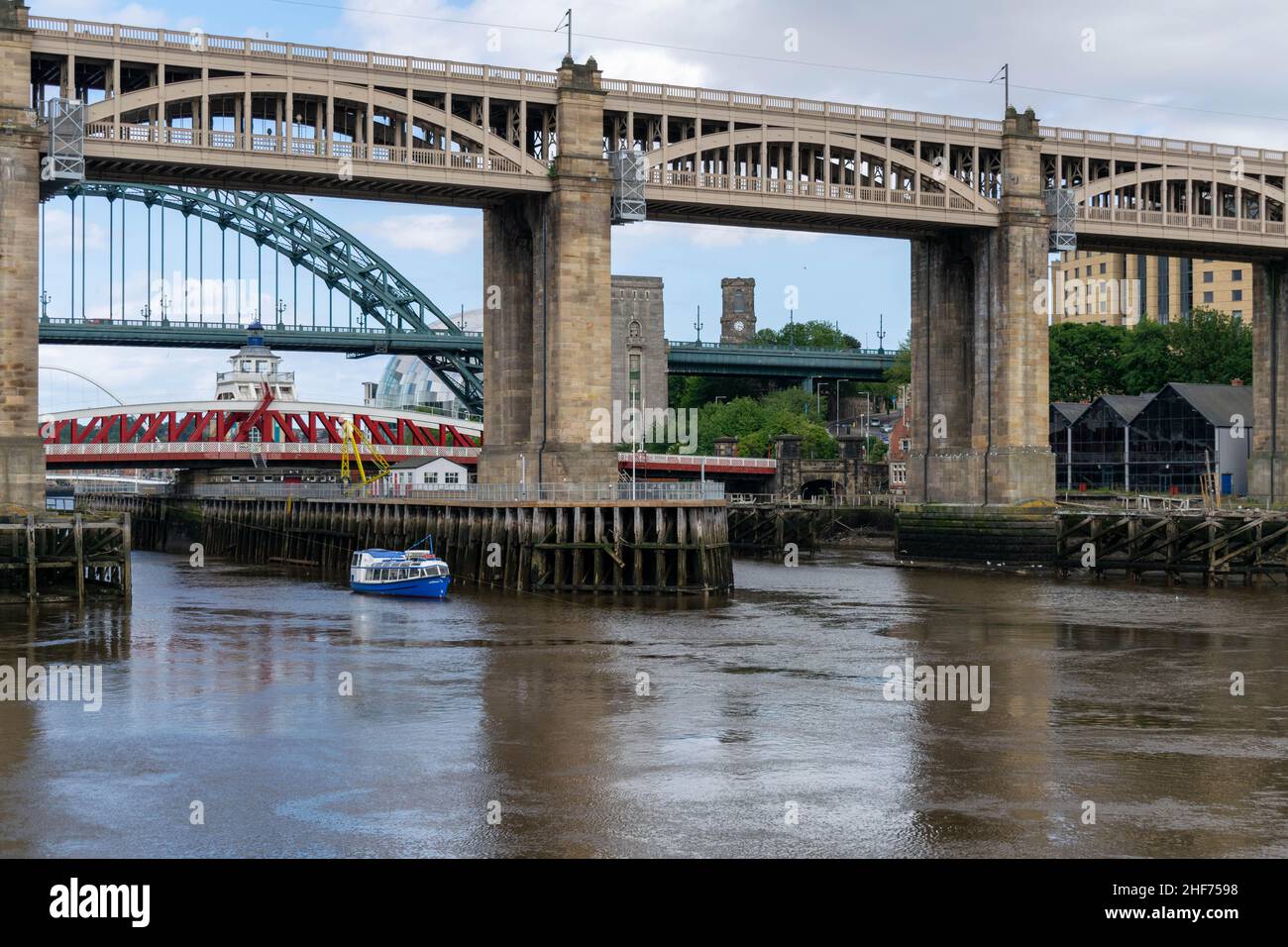 Newcastle, UK - 7 May 2019: Famous bridges linking Newcastle and ...