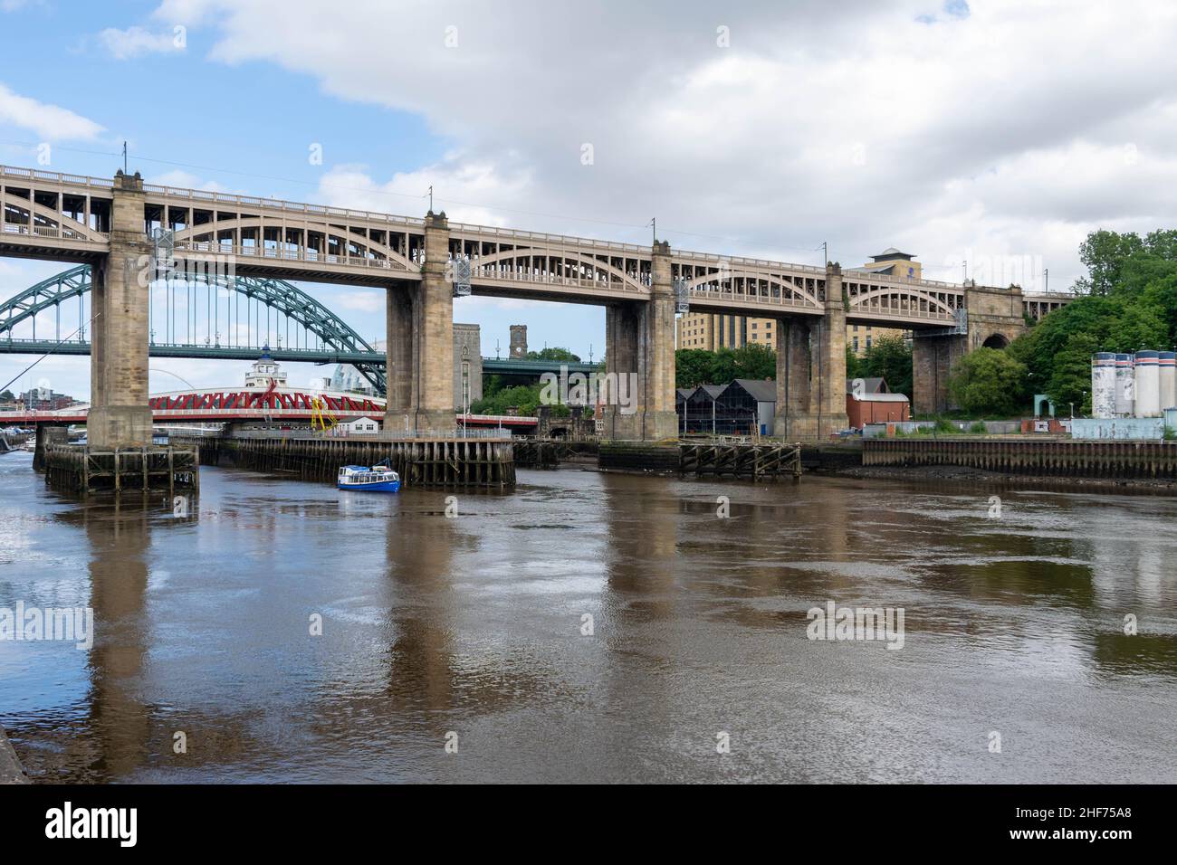 Newcastle, UK - 7 May 2019: Famous bridges linking Newcastle and ...