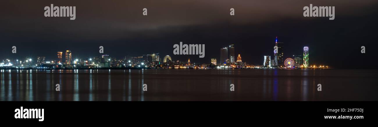 Batumi, Georgia - 31 December, 2021: Beautiful night cityscape, view of ...