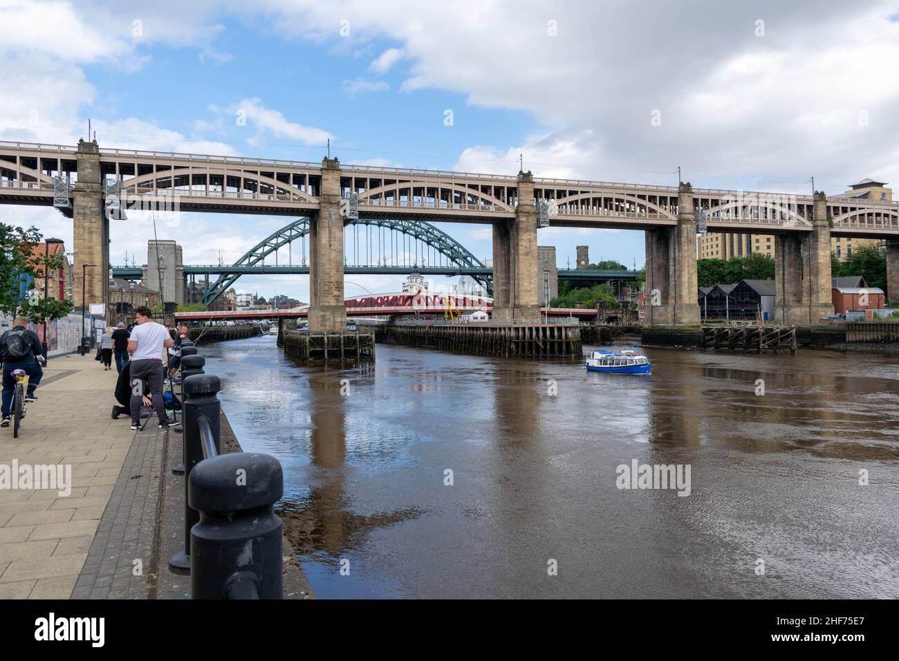 Newcastle, UK - 7 May 2019: Famous bridges linking Newcastle and ...
