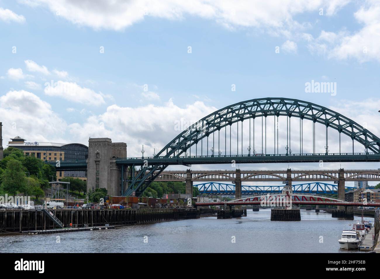 Newcastle, UK - 7 May 2019: Famous bridges linking Newcastle and ...